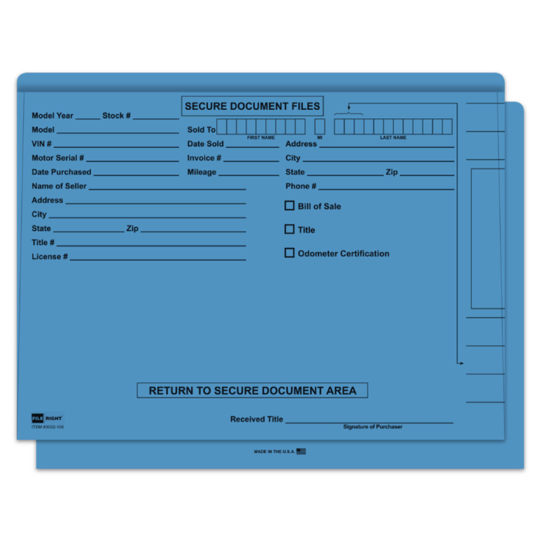 Deal Jacket- Color Code – Wholesale Auto Dealer Supplies
