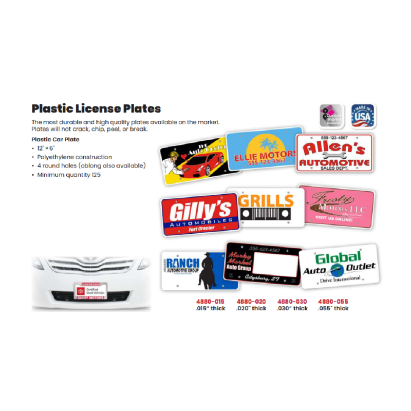 License Plates- Plastic Car Plate 0.020″ (Custom) – Wholesale Auto ...