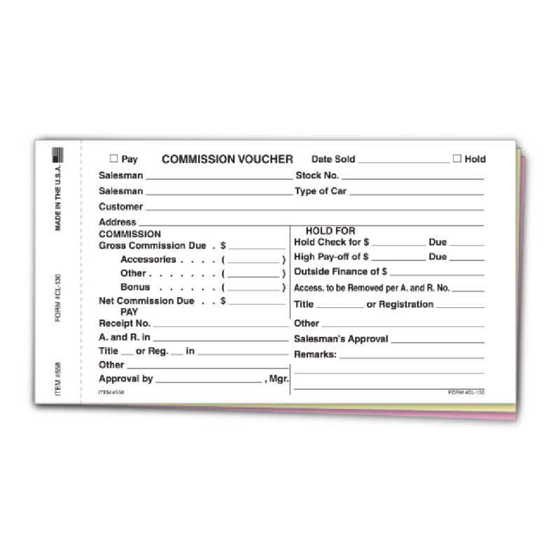Commission Voucher Gross/Net – Wholesale Auto Dealer Supplies