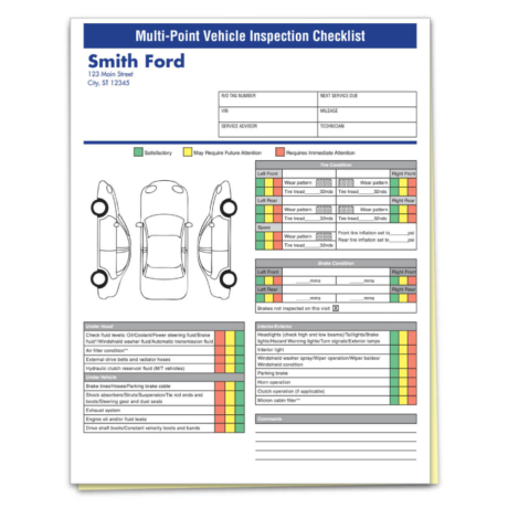 Multi-Point Inspection Forms- Custom – Wholesale Auto Dealer Supplies