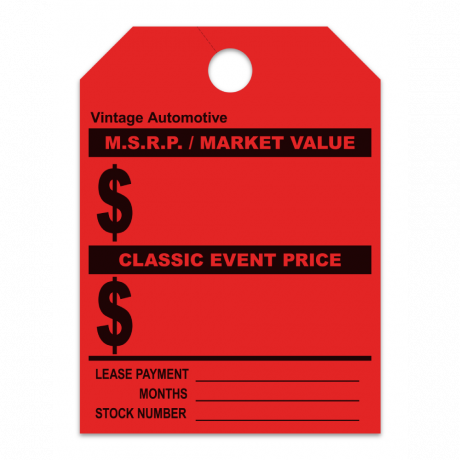 Mirror Hang Tags- Jumbo Style (Custom) – Wholesale Auto Dealer Supplies