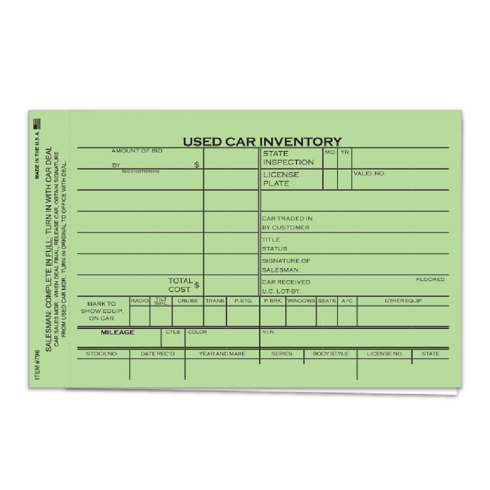 Used Car Inventory Card – Wholesale Auto Dealer Supplies