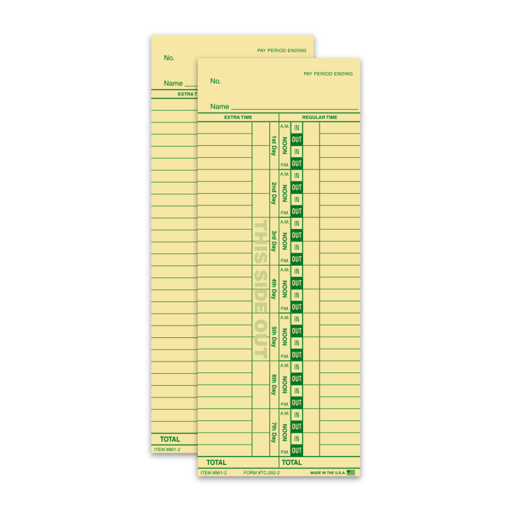 Time Clock Cards- TC-292 2 Sided Plain – Wholesale Auto Dealer Supplies